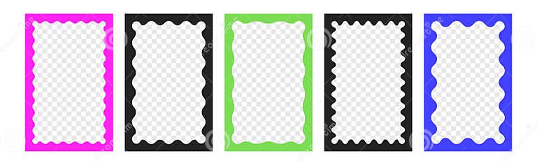 Set of Rectangle Squiggle Photo Frames, Wiggly Borders with Wavy Edges ...
