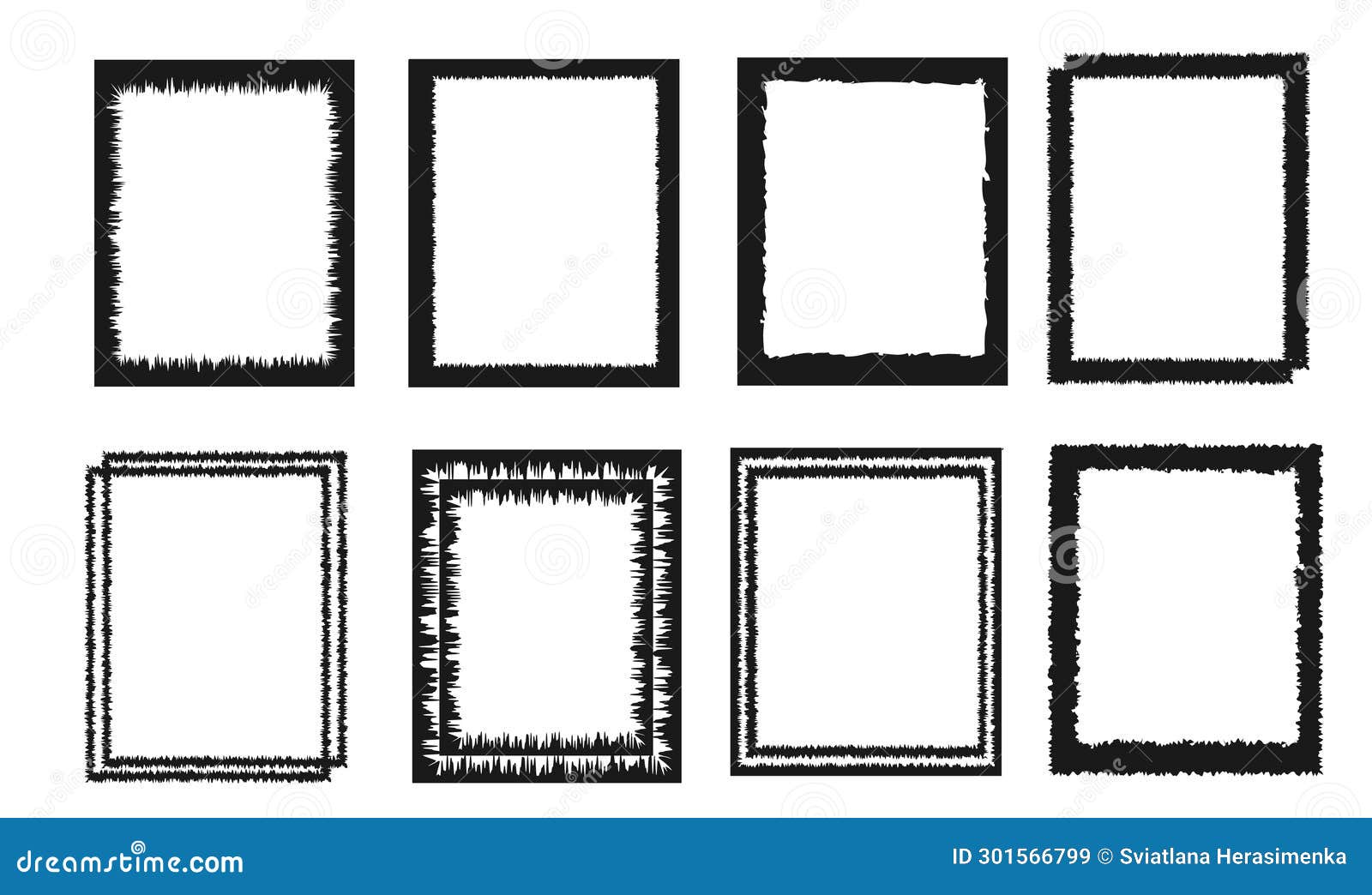 Set of Rectangular Black Boxes. Vector Black Frames Isolated on ...