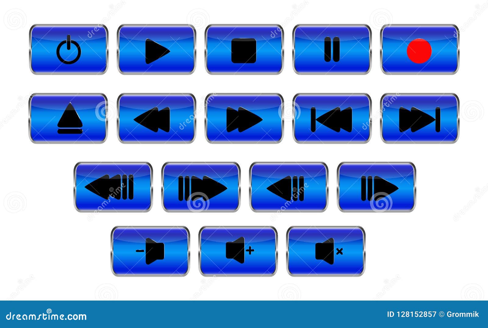 Set of Rectangular Blue Media Control Buttons Stock Illustration ... Set of Rectangular Blue Media Control Buttons Stock Illustration ...