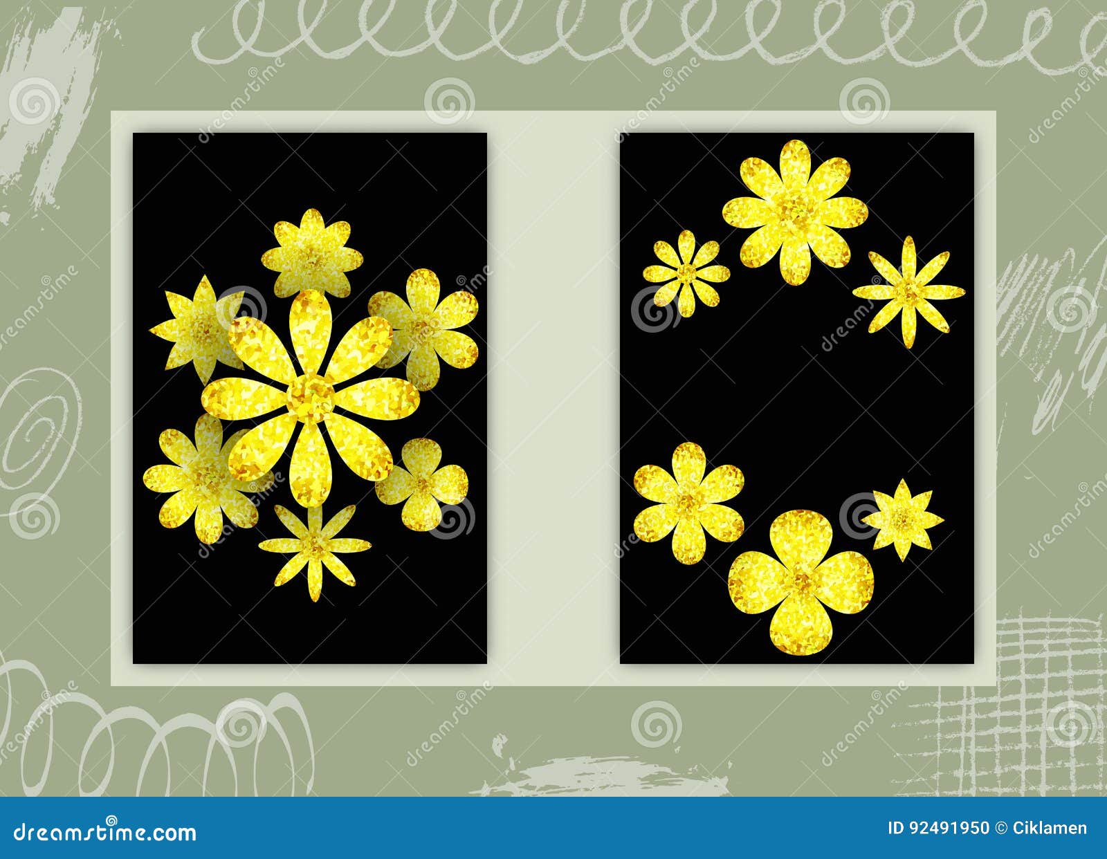 Set of Rectangular Cards with Glittering Golden Texture Stock Vector ...