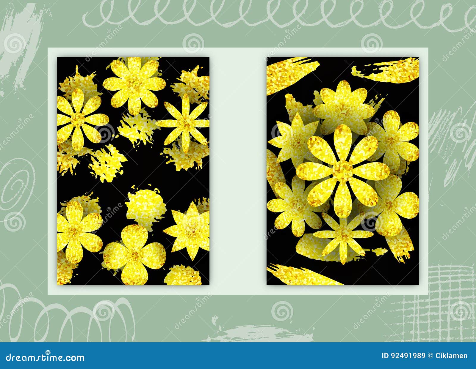 Set of Rectangular Cards with Glittering Golden Texture Stock Vector ...