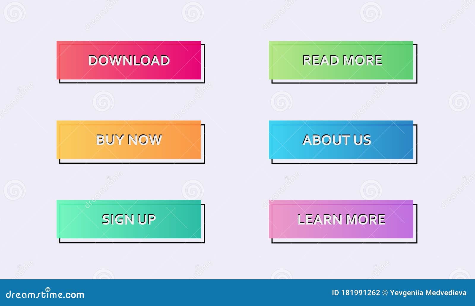 Set of Rectangular Colorful Web Buttons with Outline for Internet Store ...