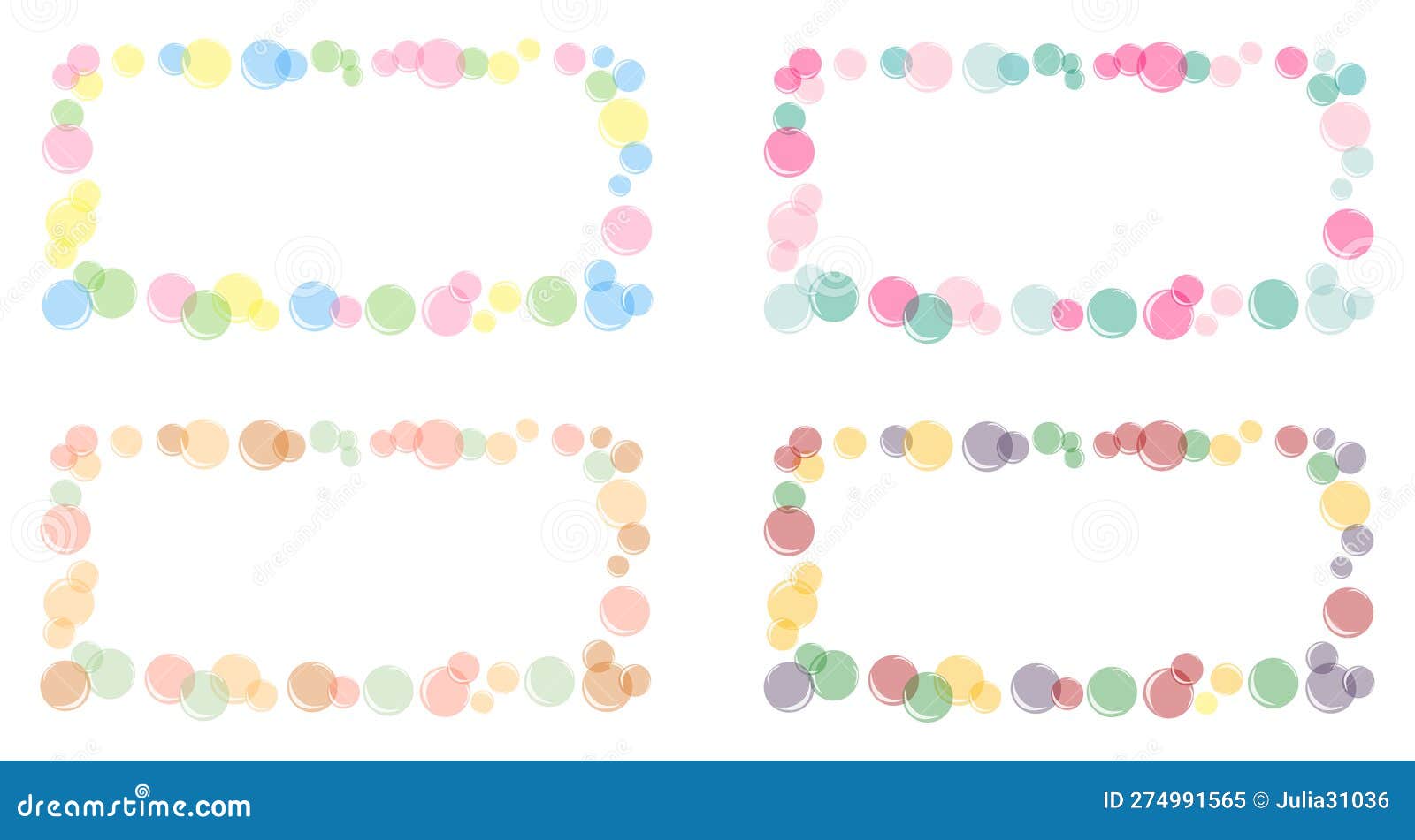 Set of Rectangular Frames of Colored Soap Bubbles Stock Vector ...