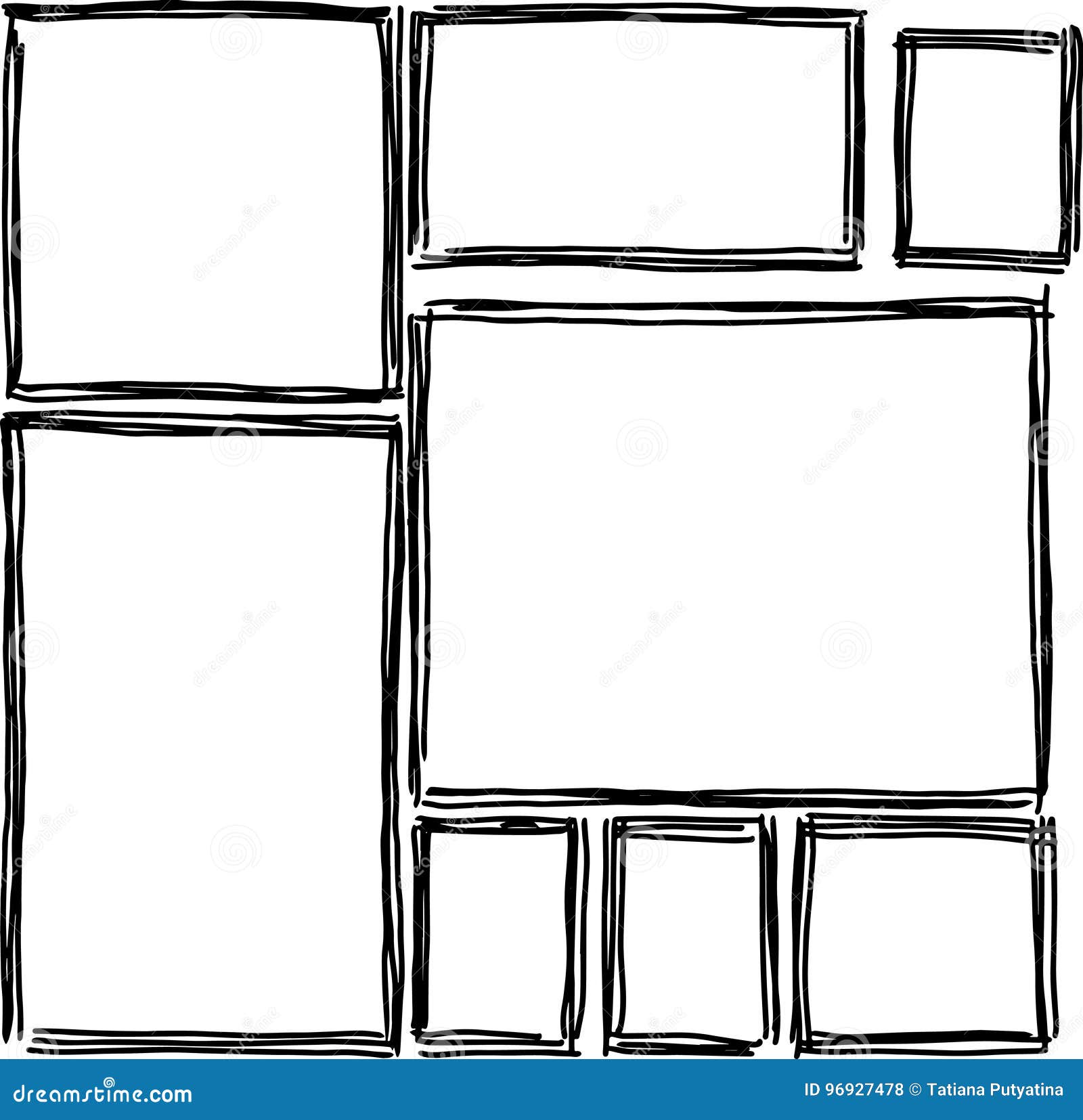 Set of Rectangular Frames Doodles Stock Illustration - Illustration of shape, decorative: 96927478
