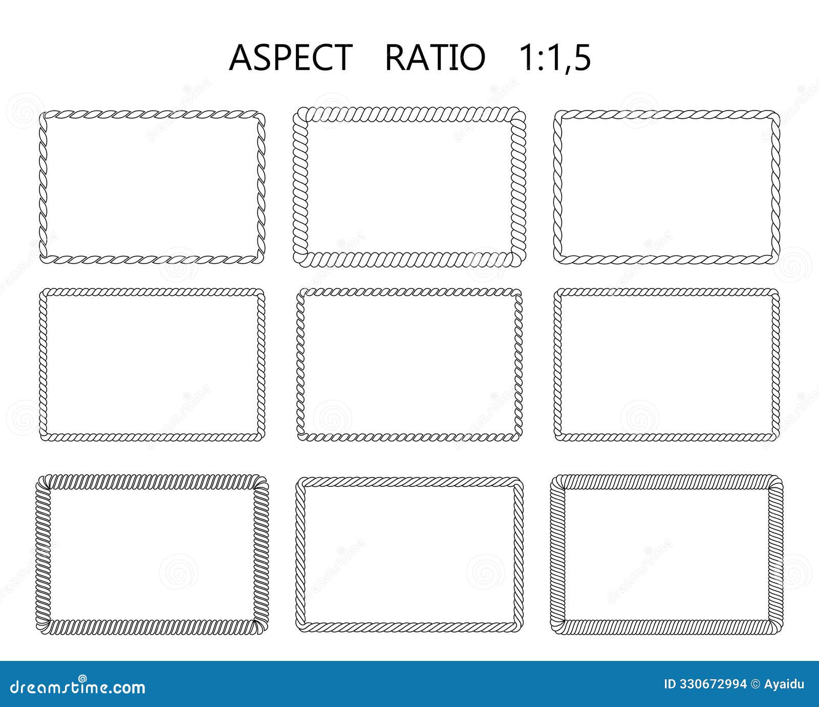 Rectangular Rope Frame Border, Cord Thread Cable Twine Frame Vector ...