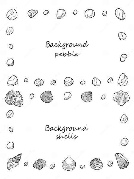 Set of Rectangular Frames Made of Pebbles and Shells, Outline. Stock ...