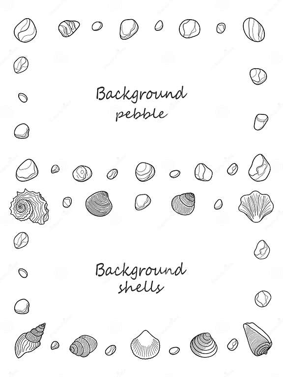 Set of Rectangular Frames Made of Pebbles and Shells, Outline. Stock ...