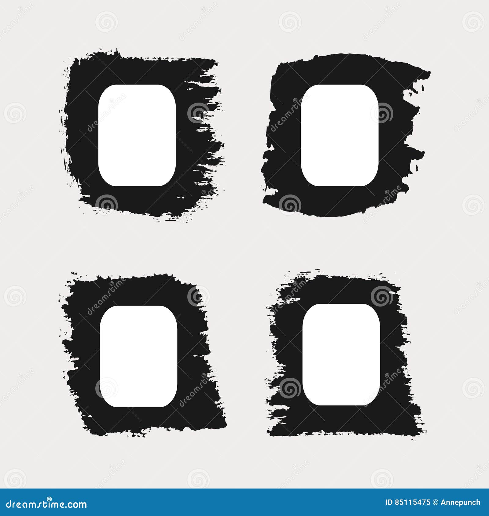Set of Rectangular Frames Painted Rough Brush. Stock Vector ...