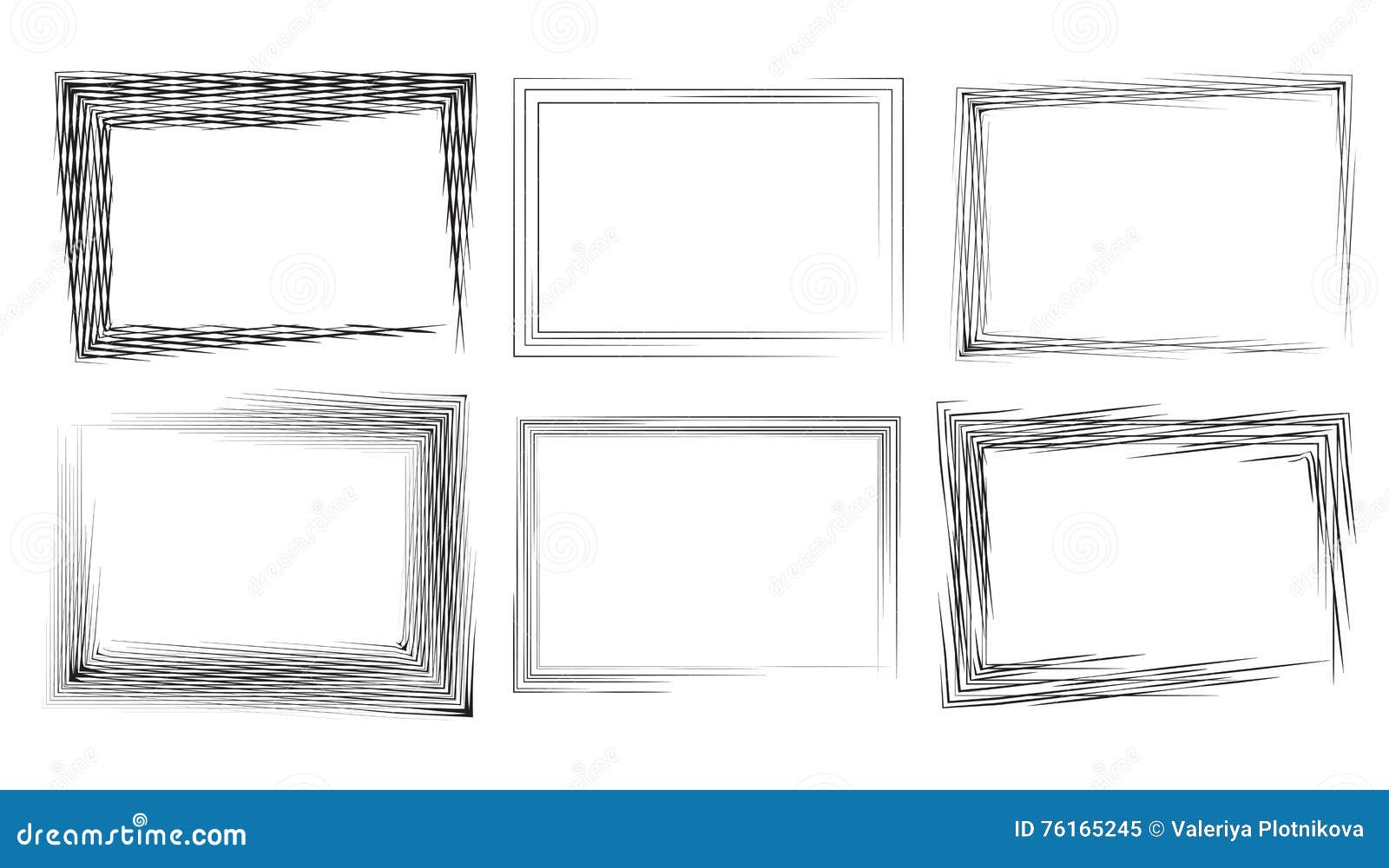 Set of Rectangular Frames with Strokes and Engraving. Stock Vector ...