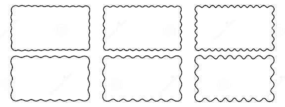 Set of Rectangular Frames with Wavy Edges. Rectangle Shapes with ...