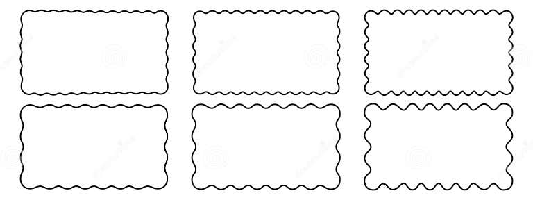 Set of Rectangular Frames with Wavy Edges. Rectangle Shapes with ...