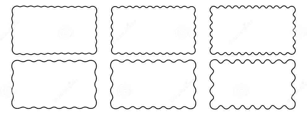 Set of Rectangular Frames with Wavy Edges. Rectangle Shapes with ...