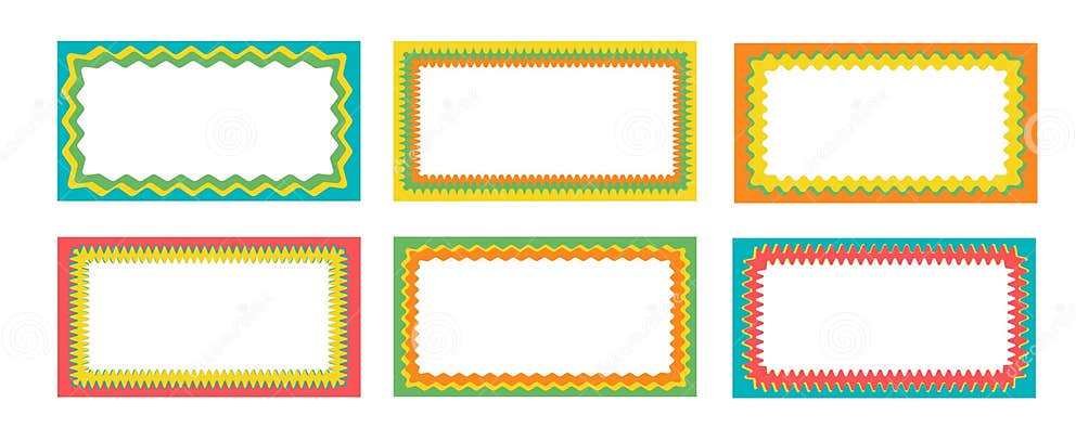 Set of Rectangular Frames with Wavy Zigzag Edges. Fashionable Curved ...