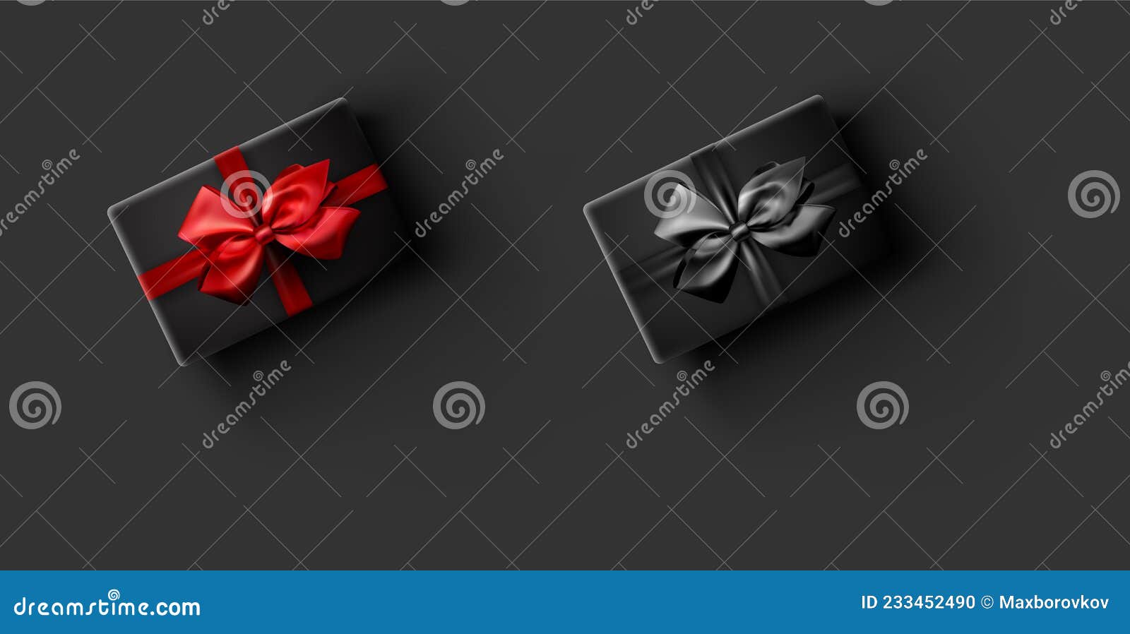 Set of Rectangular Gift Boxes with Beautiful Bow Stock Vector ...