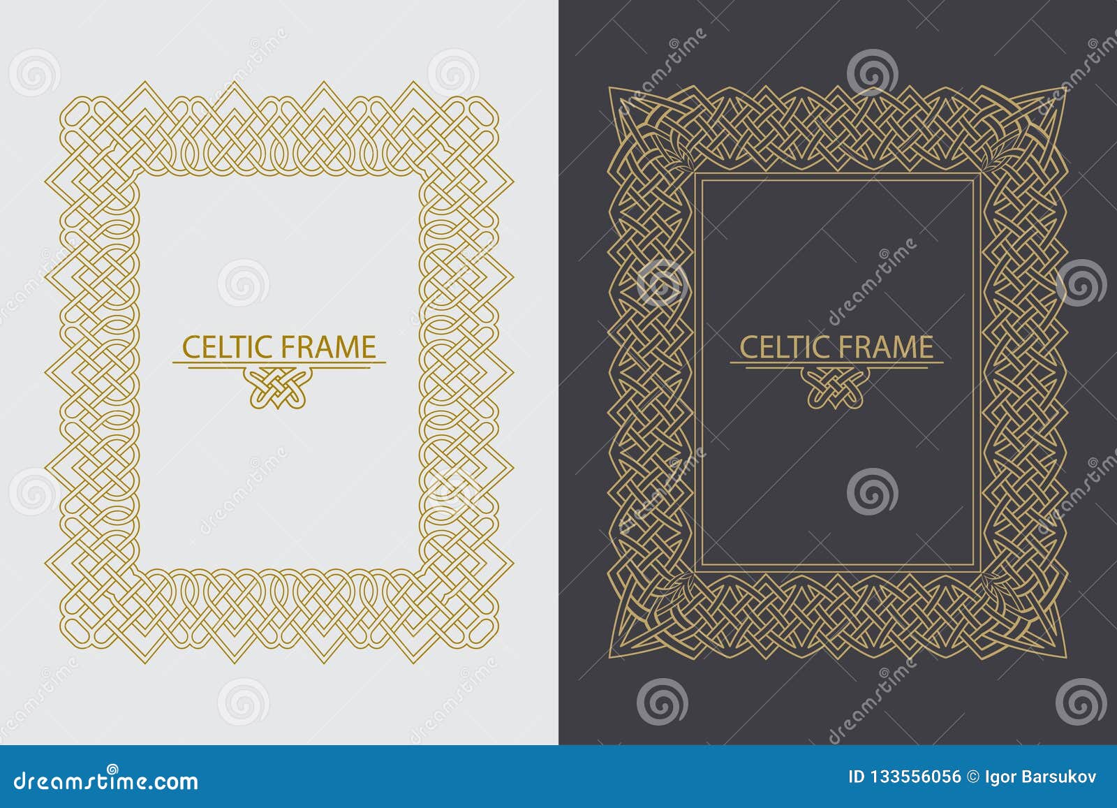 A Set of the Rectangular Golden Frames Stock Vector - Illustration of ...