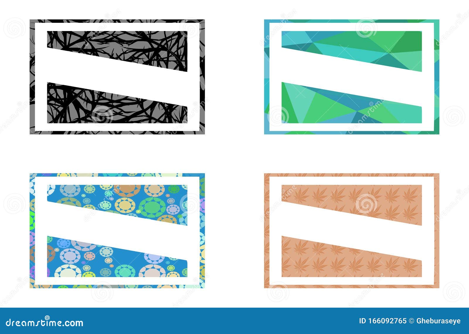 Rectangular Labels with Different Patterns, Colors, Isolated. Stock ...