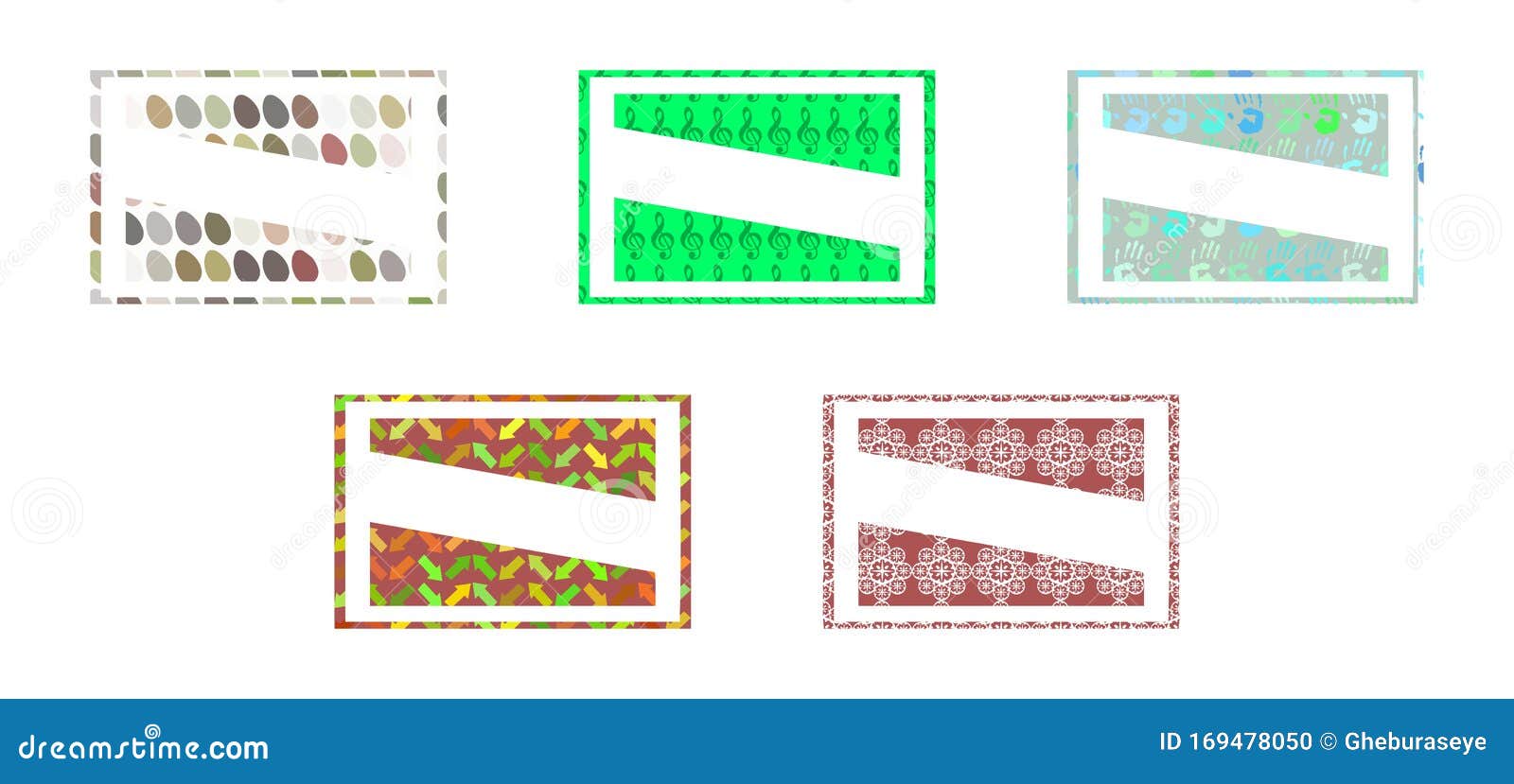 Set of Rectangular Labels with Patterns, Colors, Isolated. Stock Vector ...