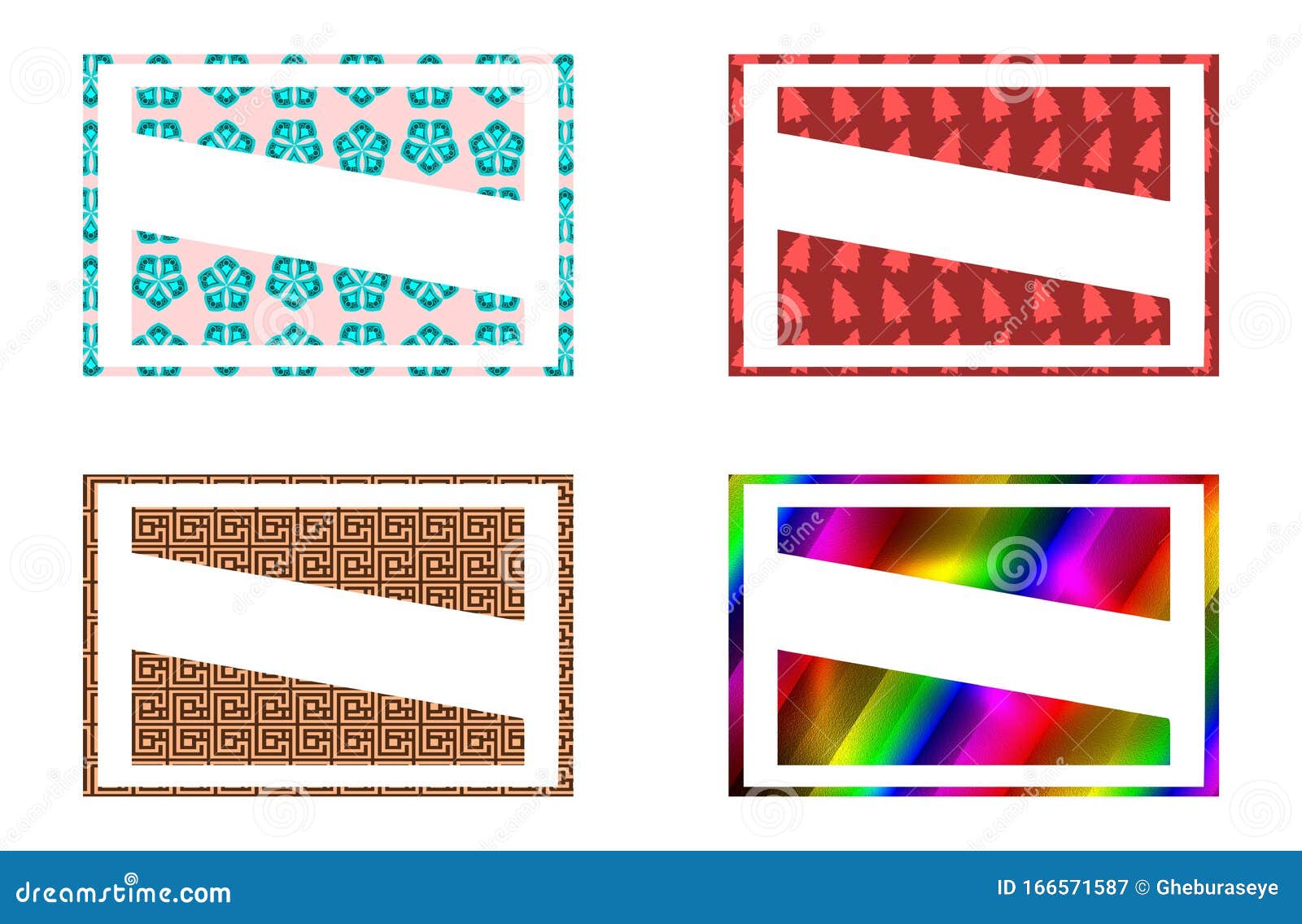 Set of Rectangular Labels with Patterns, Colors, Isolated. Stock Image ...