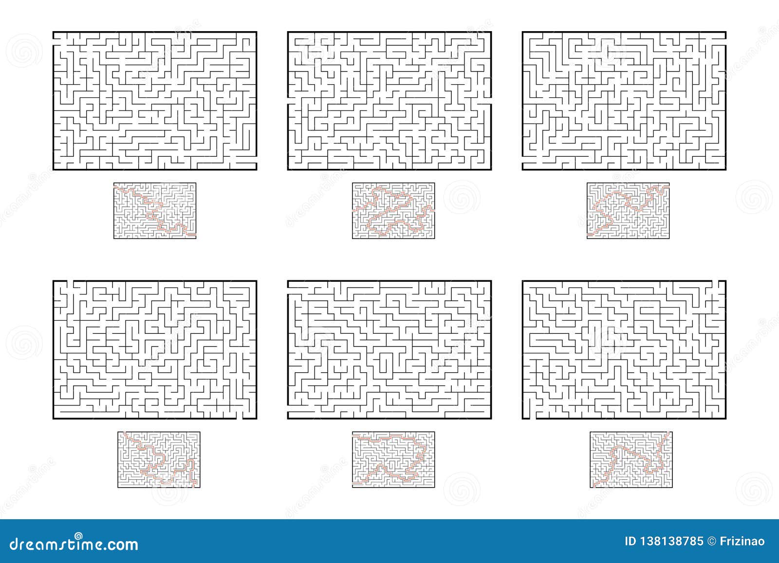 A Set of Rectangular Mazes. Game for Kids. Puzzle for Children ...