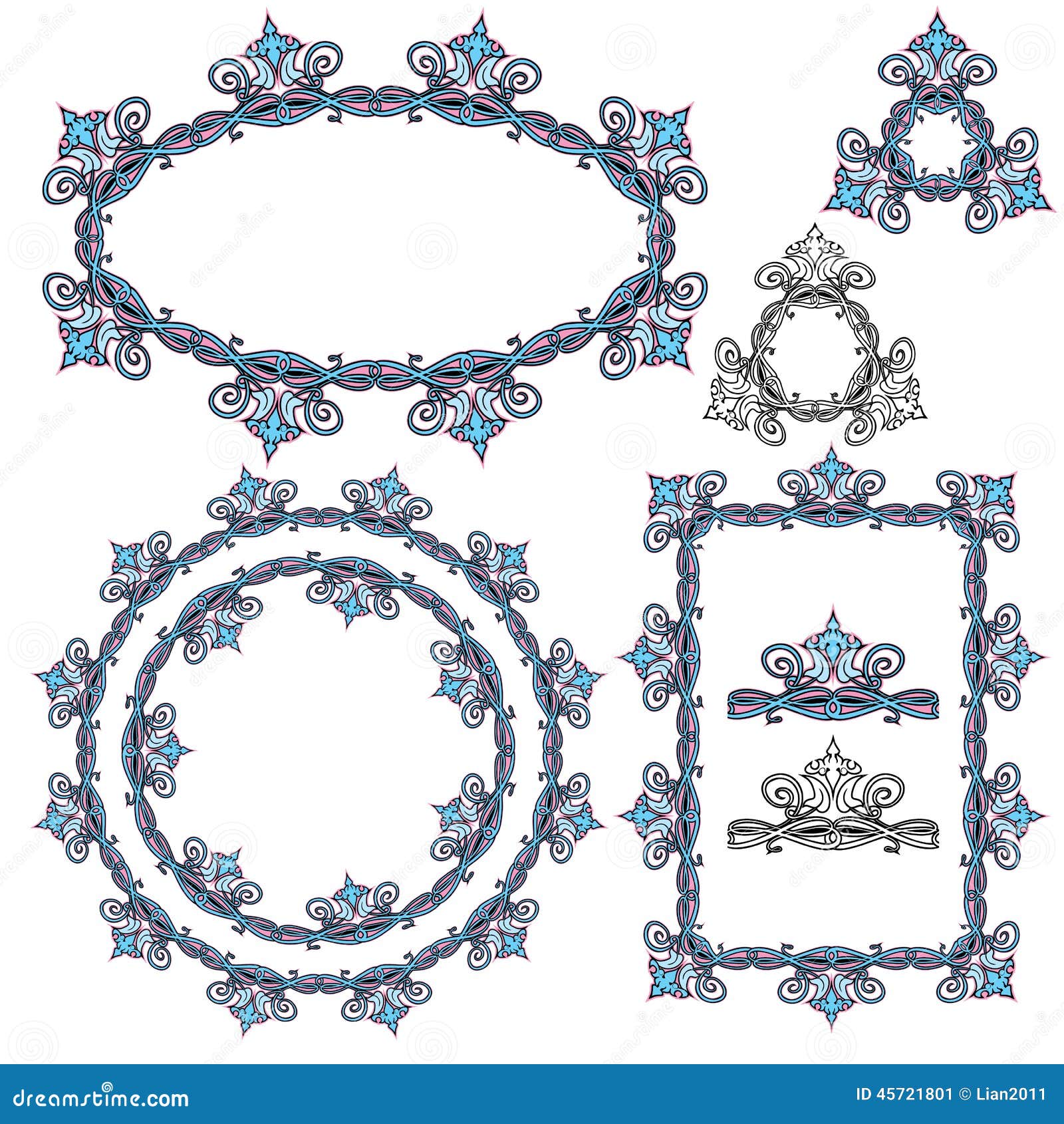 Set of Rectangular, Oval and Round Frames Stock Vector - Illustration ...