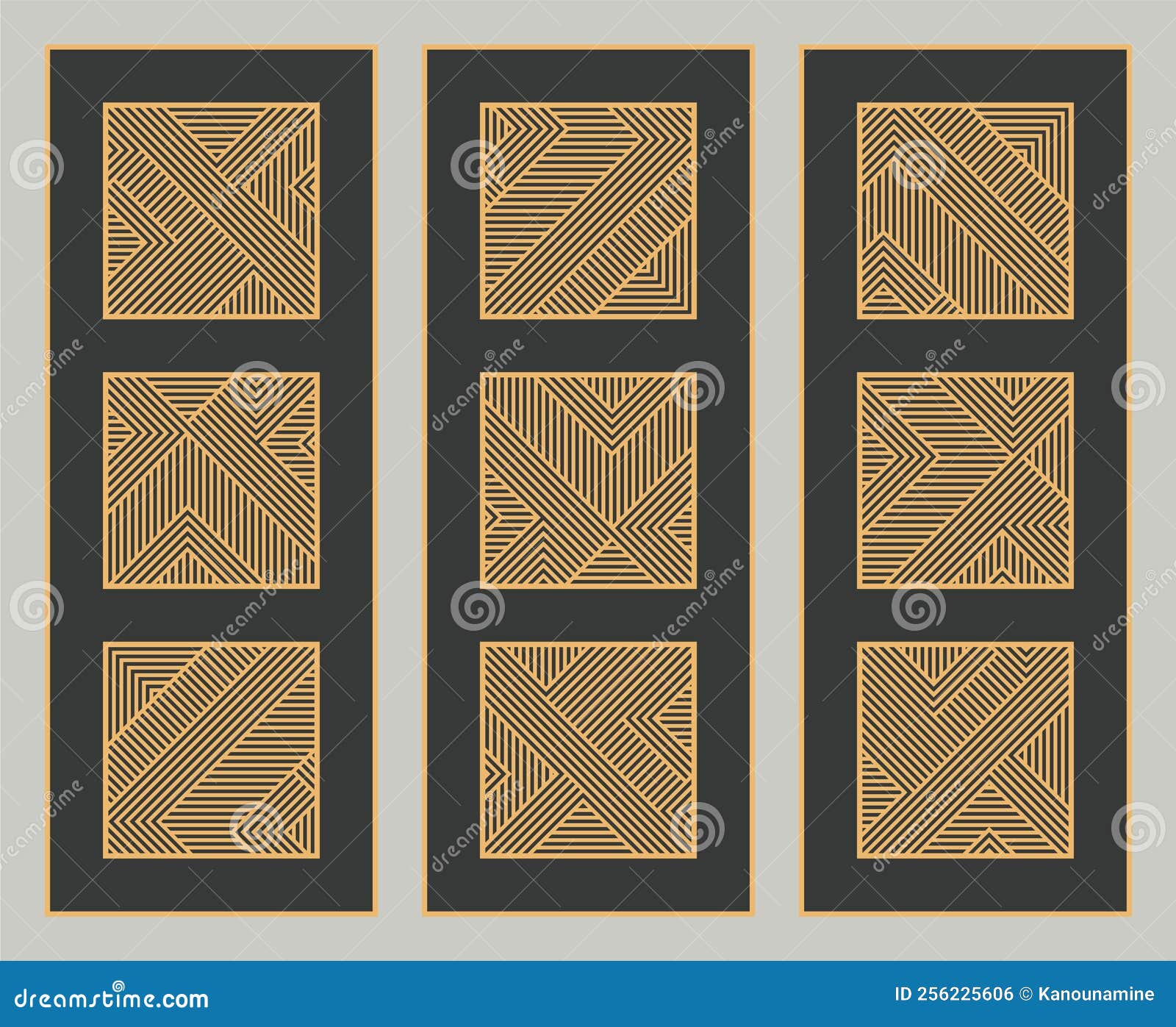 Set of Rectangular Panels with an Abstract Geometric Pattern of ...