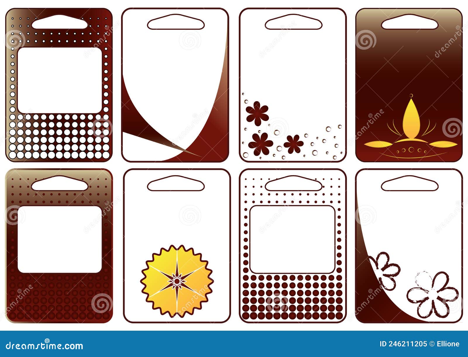Set of Rectangular Patterned Tags in Chocolate, Cocoa, Coffee Color ...