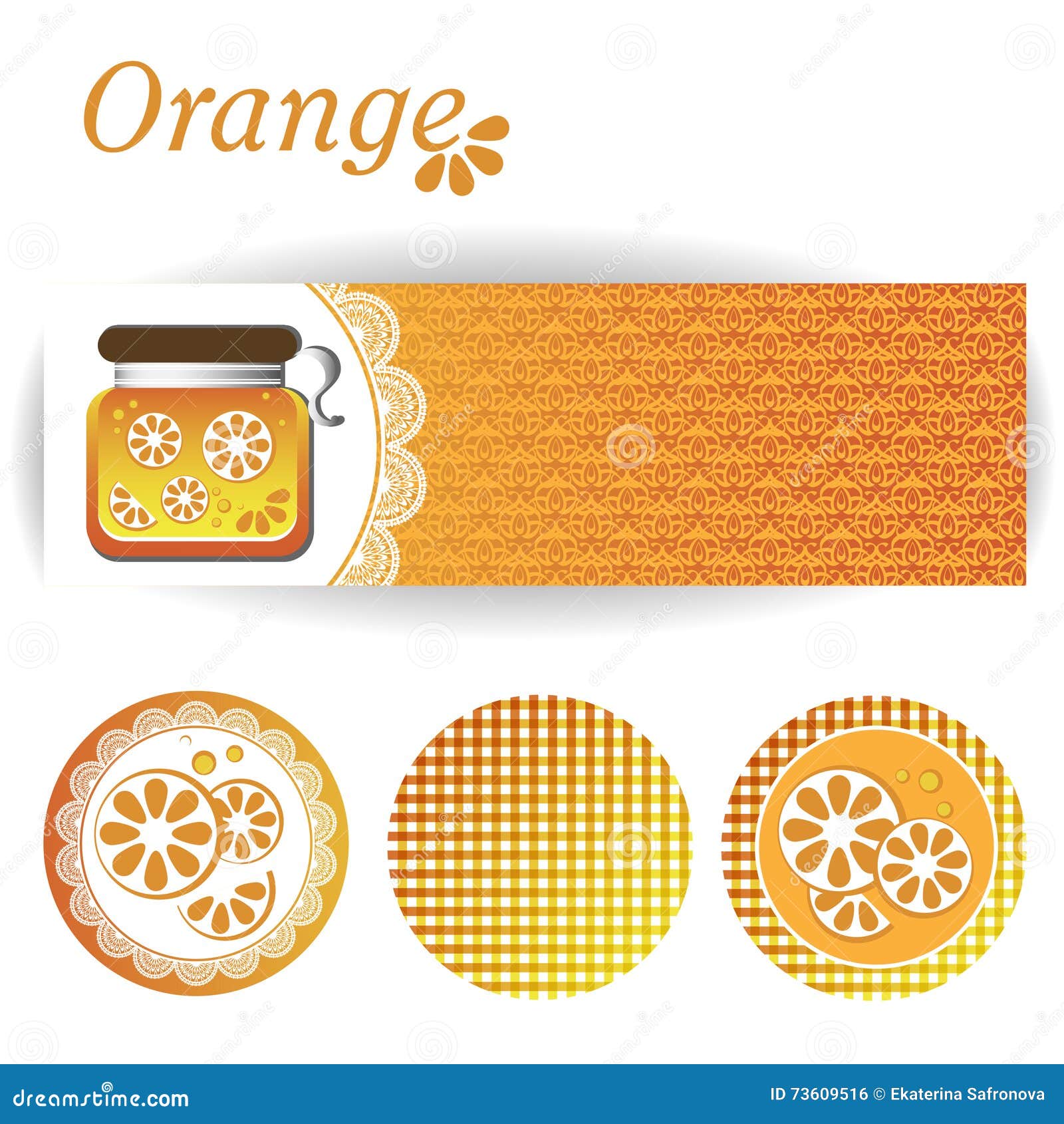 Set of Rectangular and Round Stickers for Orange Jam Stock Vector ...