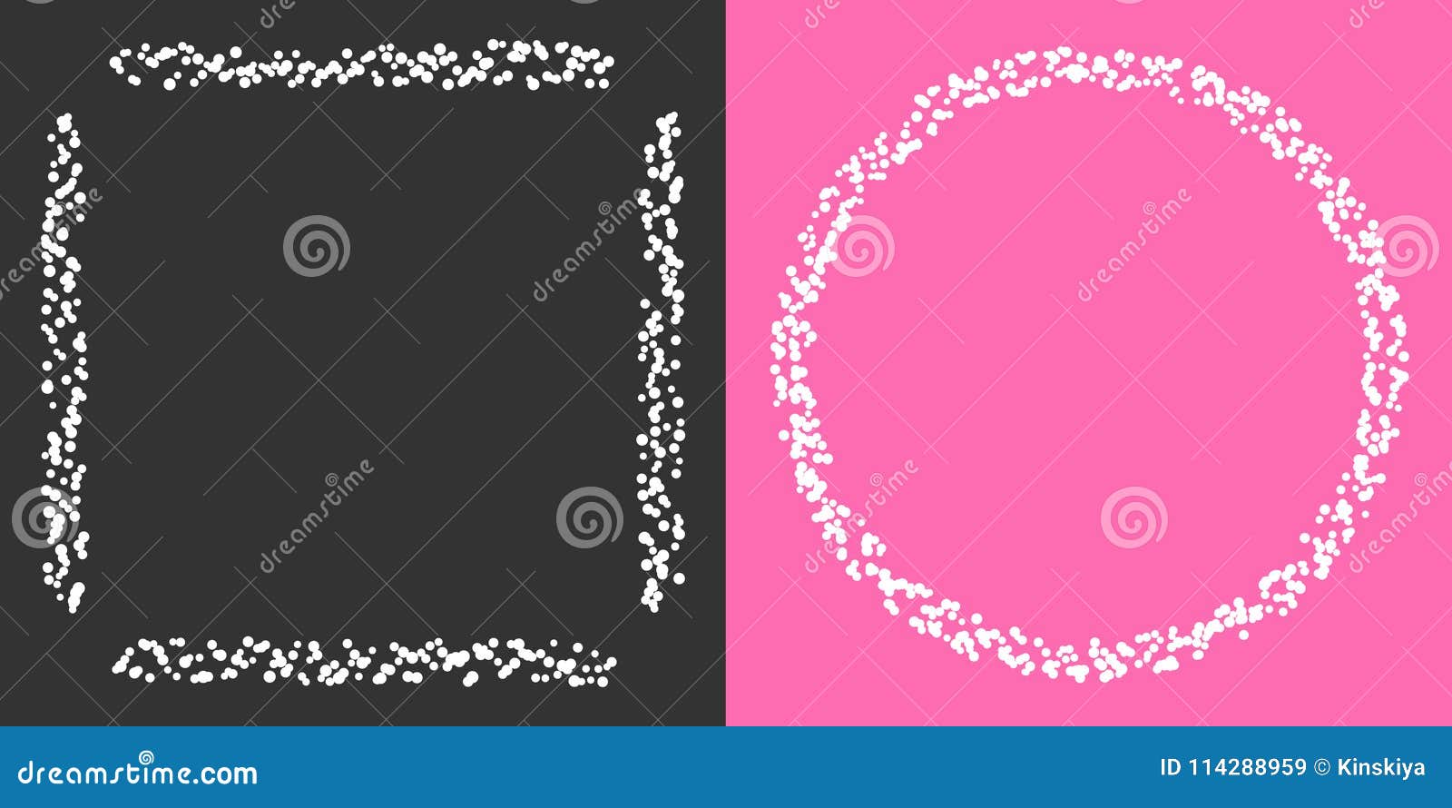 Set of Rectangular and Round White Borders Made by Many White Circles ...