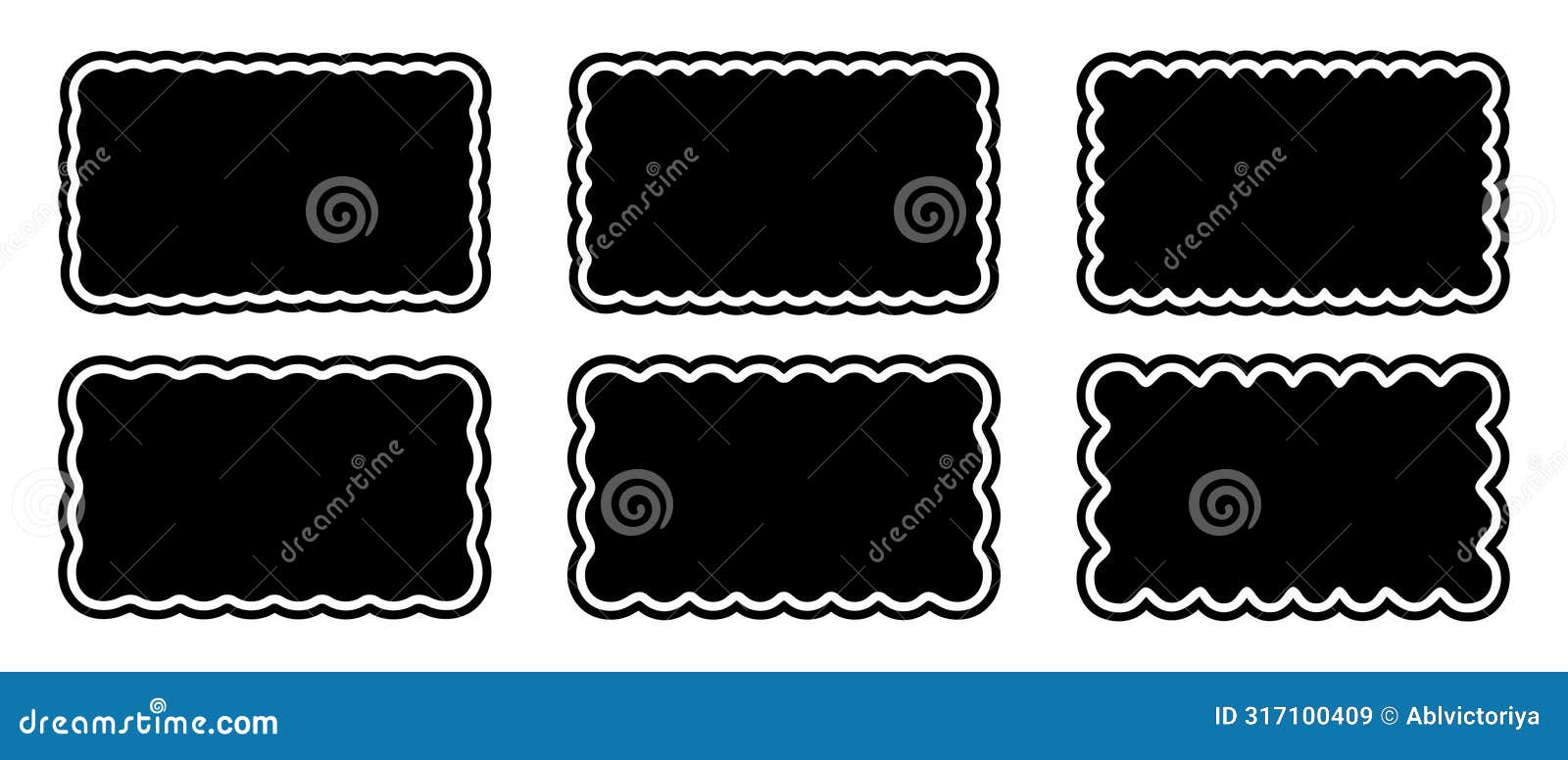 Set or Rectangular Shapes with Scallop Borders. Tags or Labels ...