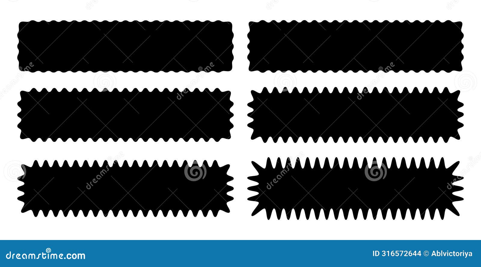 Set or Rectangular Shapes with Wavy Borders. Tags or Labels, Stickers ...