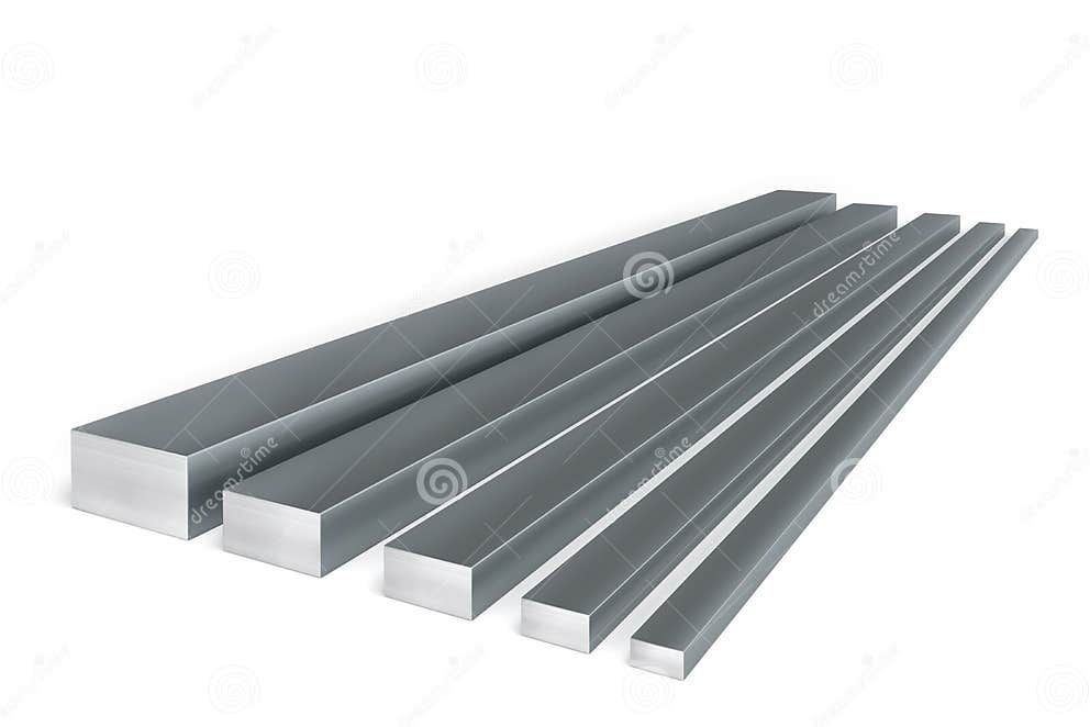 Set of 5 Rectangular Steel Bars - 3D Stock Illustration - Illustration ...