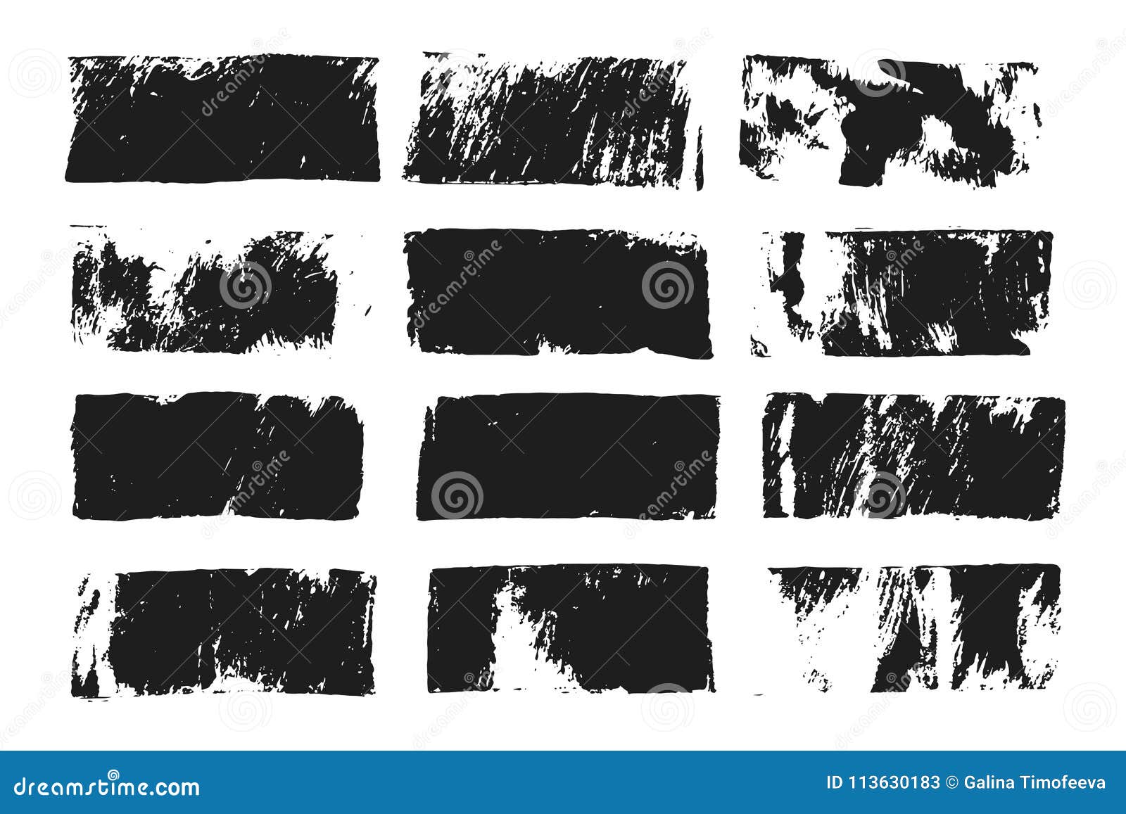 Set of Rectangular Text Box. Grunge Paint Stripe. Vector Brush Stroke ...