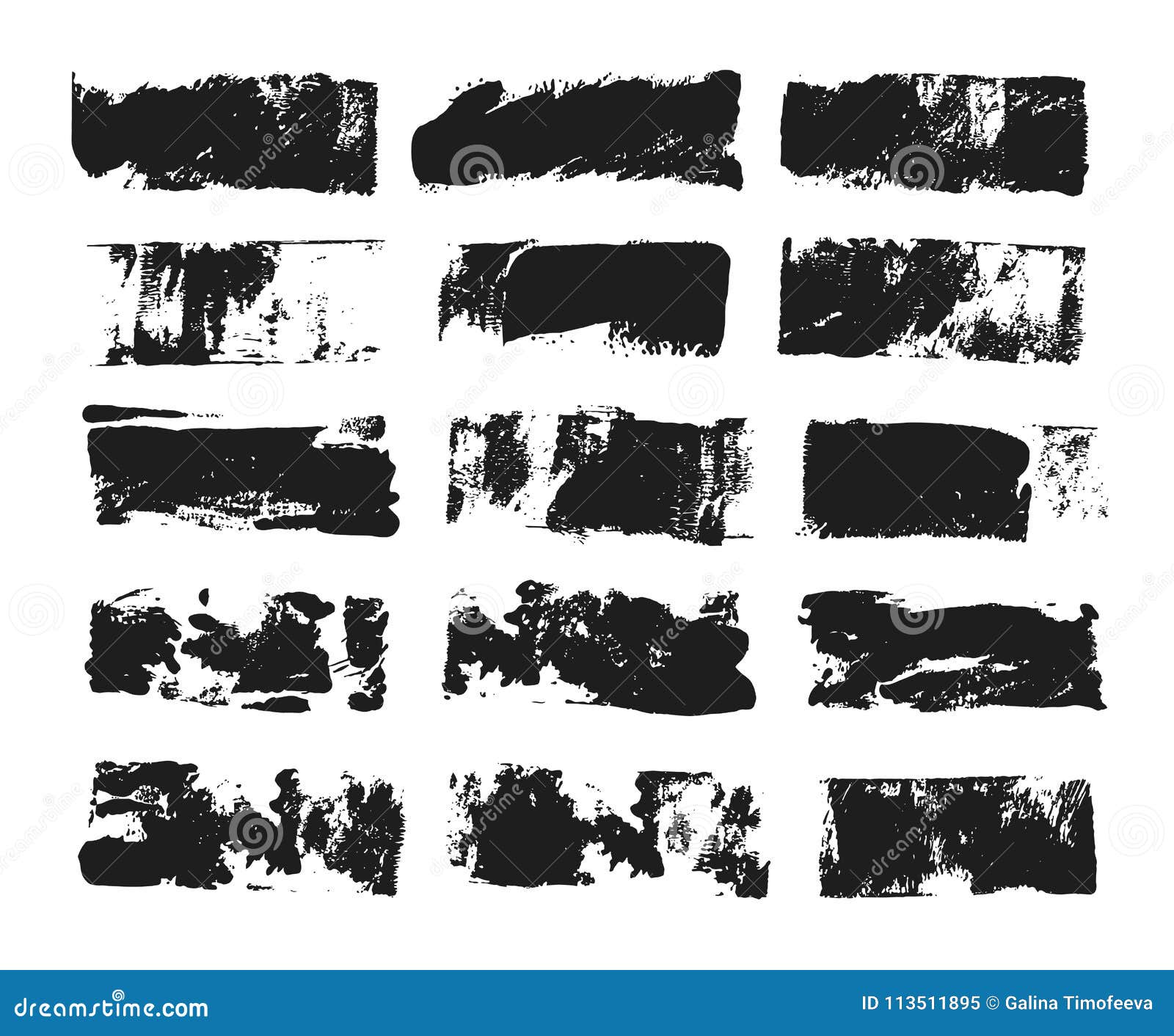 Set of Rectangular Text Box. Grunge Paint Stripe. Vector Brush Stroke ...