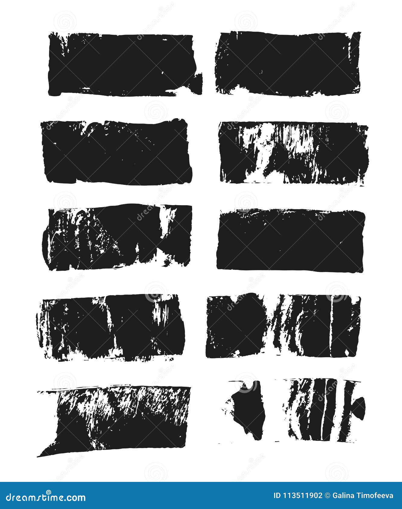 Set of Rectangular Text Box. Grunge Paint Stripe. Vector Brush Stroke ...