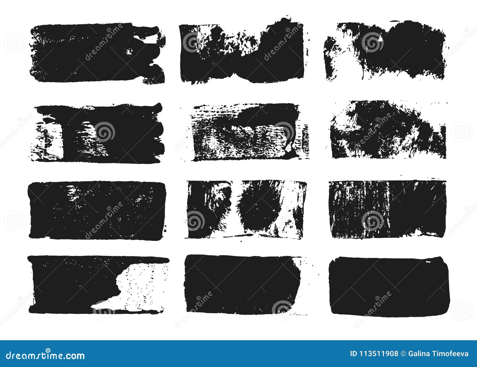 Set of Rectangular Text Box. Grunge Paint Stripe. Vector Brush Stroke ...