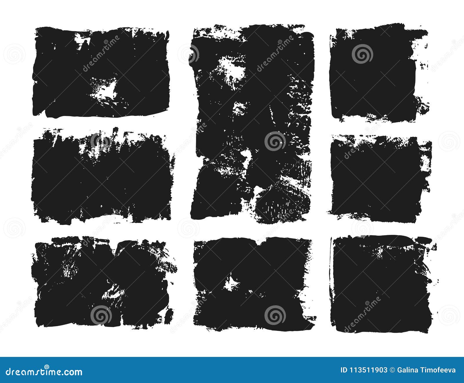 Set of Rectangular Text Box. Grunge Paint Stripe. Vector Brush Stroke ...