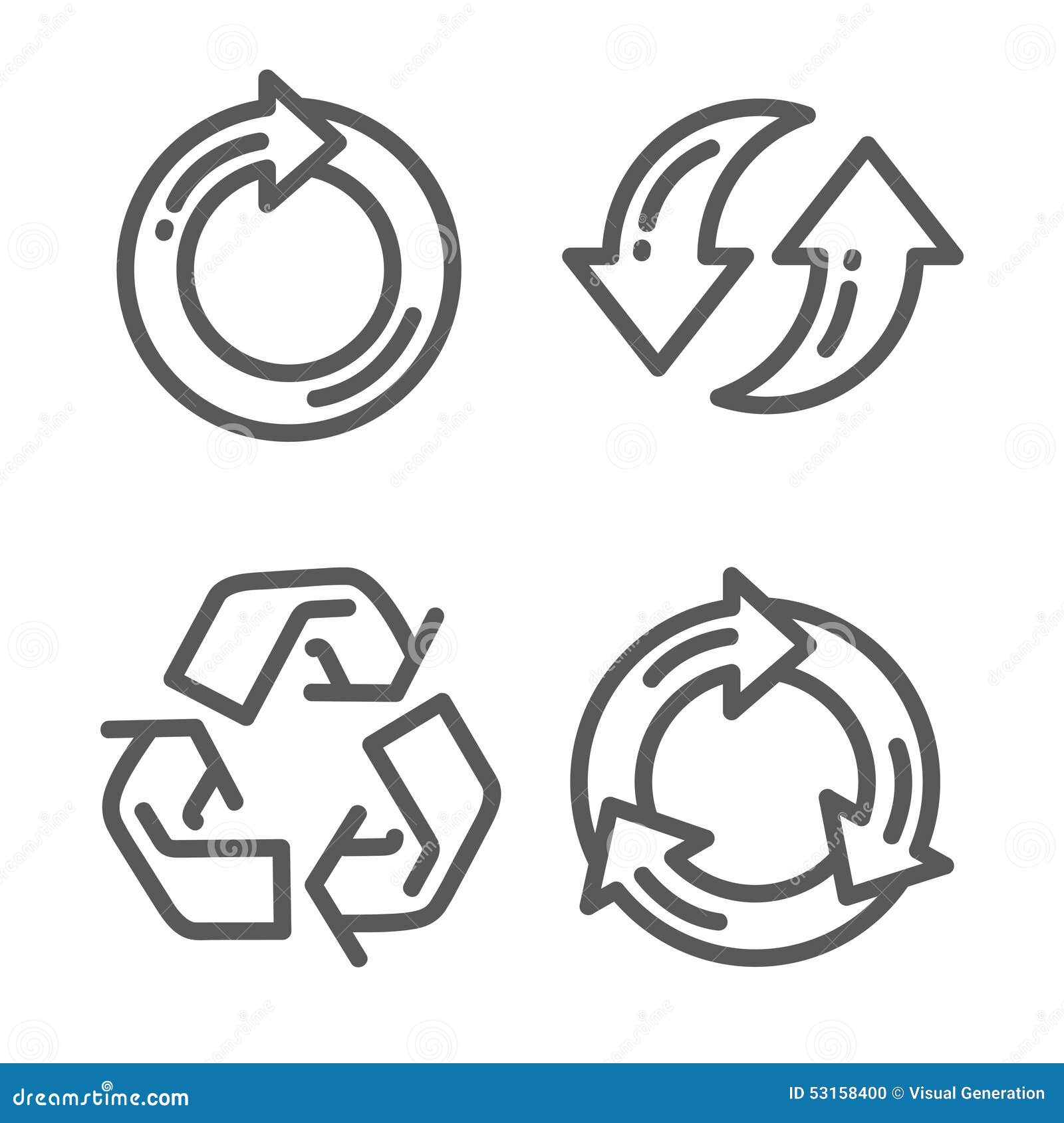 Set of Recycle Arrow Thin Line Icon Stock Vector - Illustration of farm ...