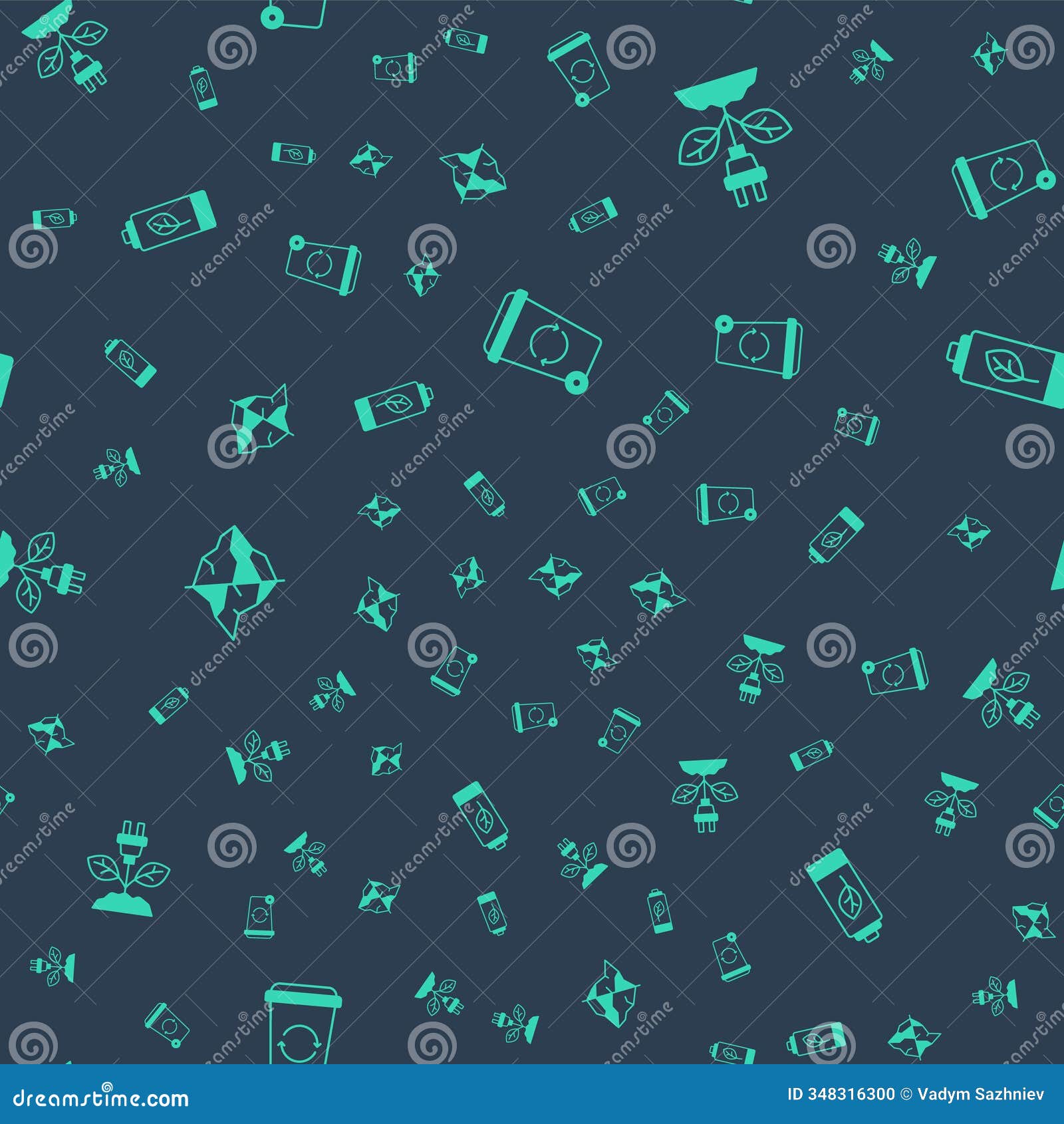 Set Recycle Bin, Electric Saving Plug Leaf, Iceberg And Eco Nature ...