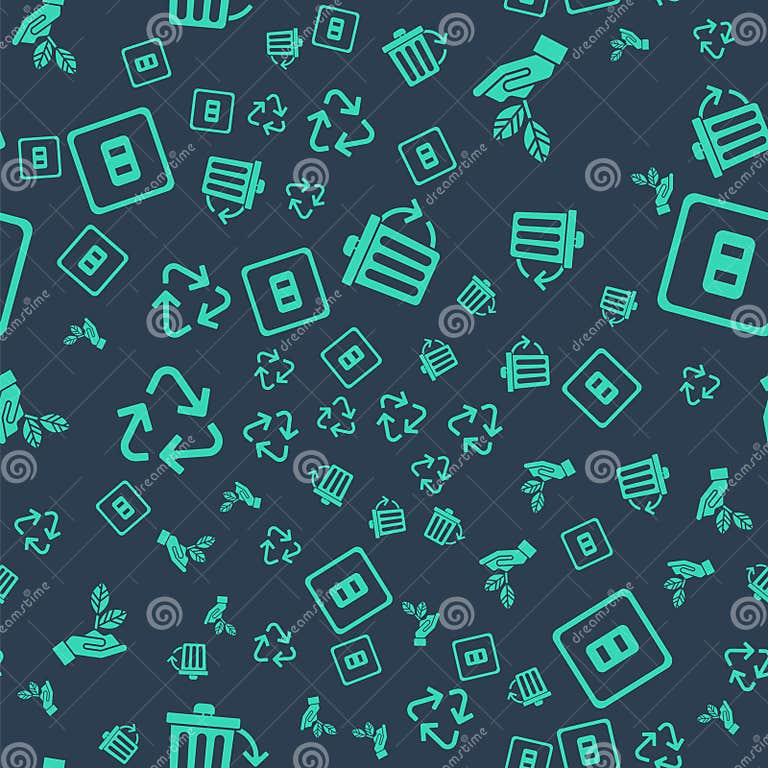 Set Recycle Bin with Recycle, Plant in Hand, Recycle Symbol and ...