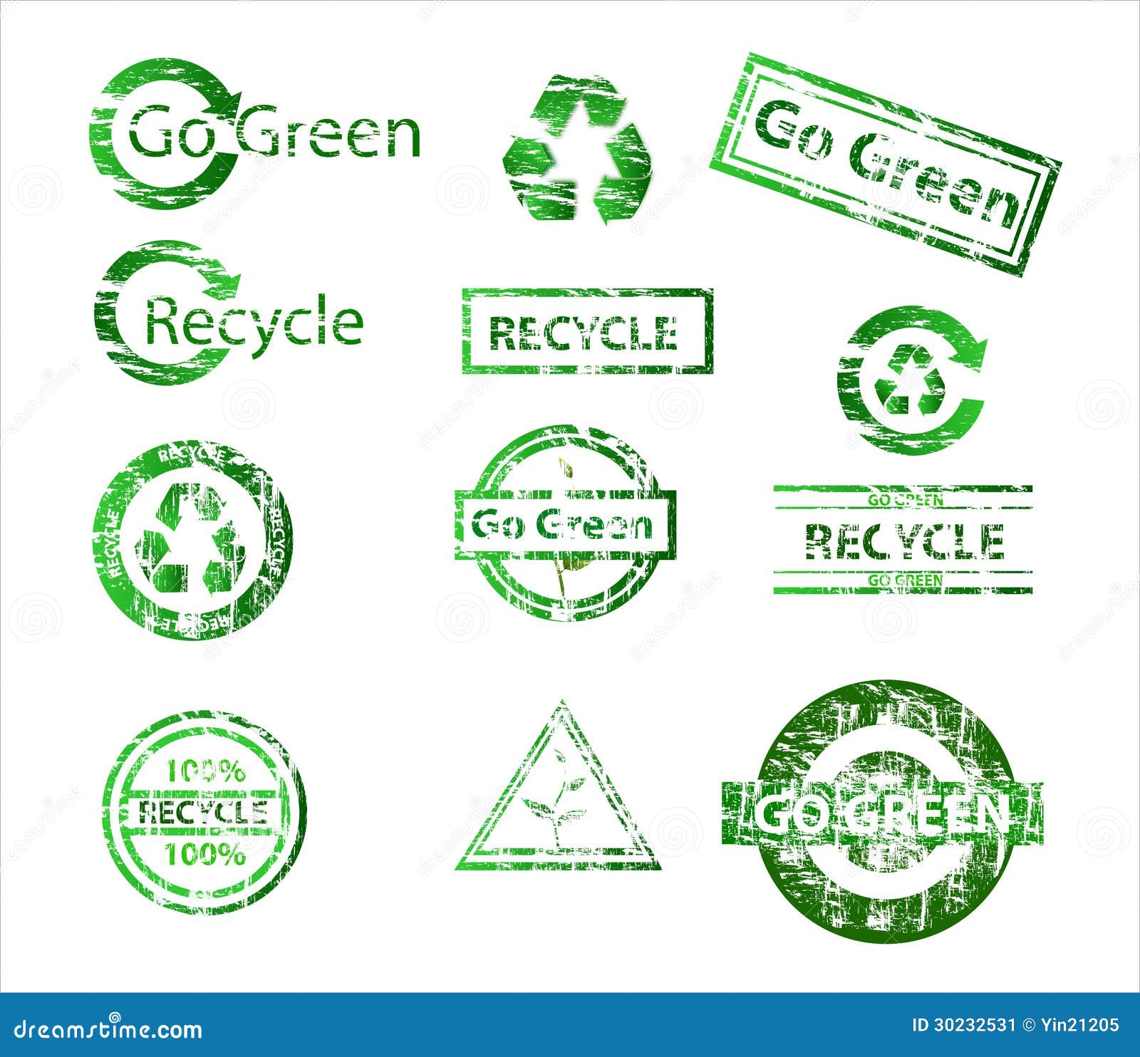 Ecology Green Rubber Stamps Stock Illustration - Illustration of circle ...