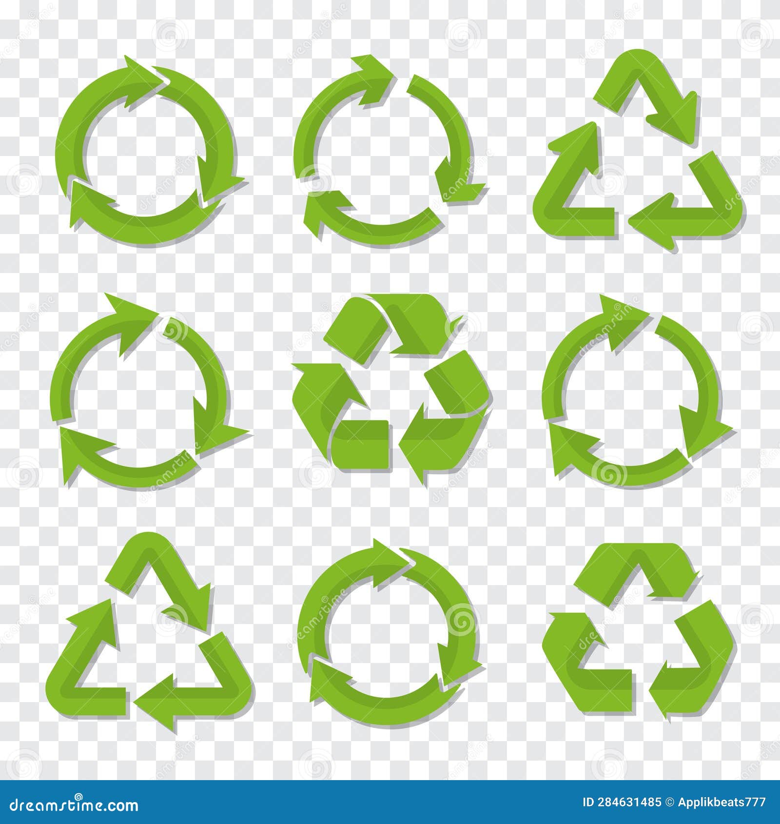 Set of Recycle Icon in Green Color with Shadow Stock Vector ...