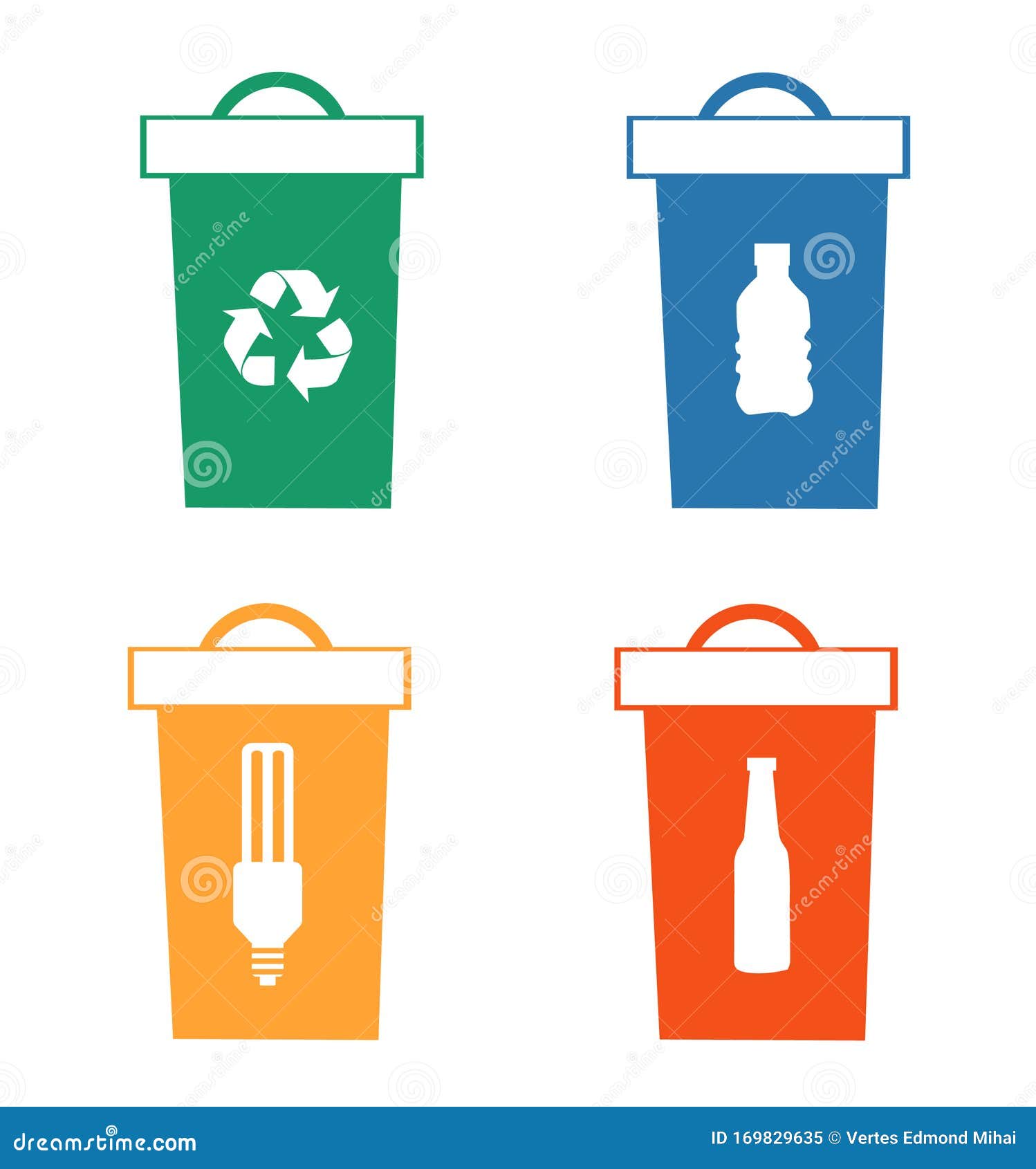 Set of Recycling Bins Vector Stock Vector - Illustration of paper ...