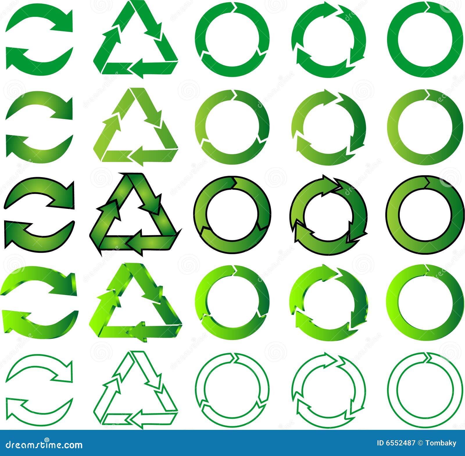 Set of recycling symbols stock vector. Illustration of shape - 6552487