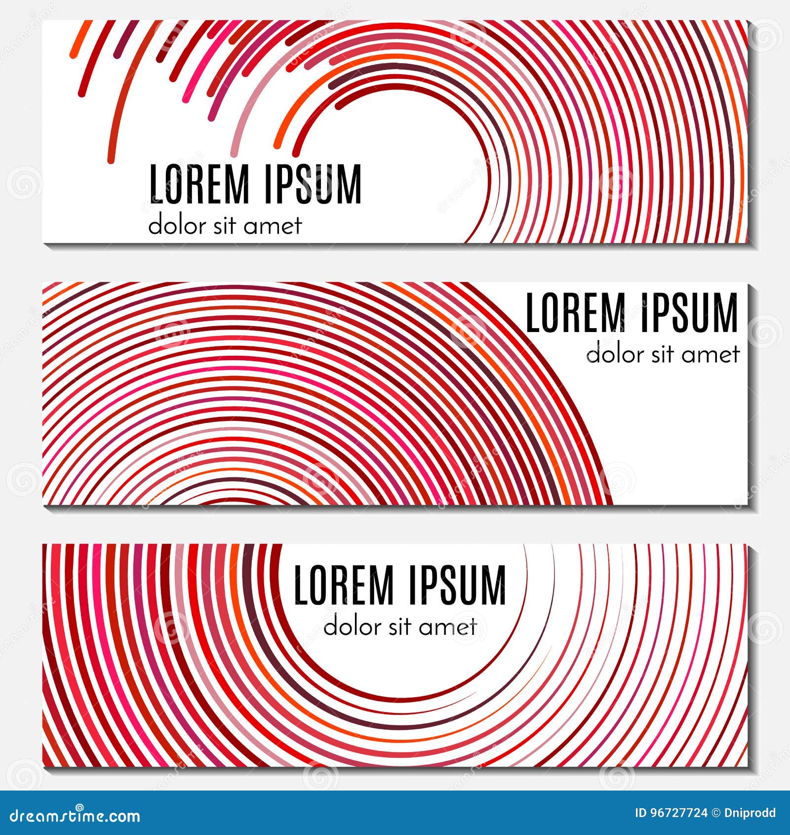 Set of Red Abstract Header Banners with Curved Lines and Place for Text ...