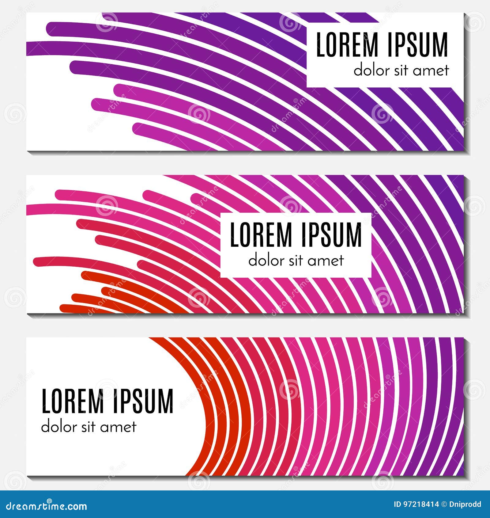 Set of Red Abstract Header Banners with Curved Lines and Place for Text ...