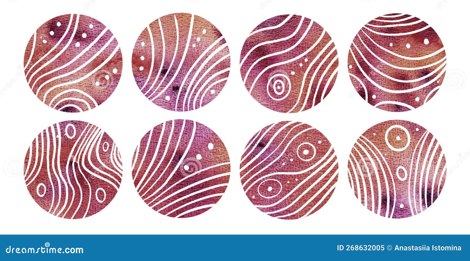 Set of Red Abstract Watercolor Circles for Highlight Backgrounds Stock ...