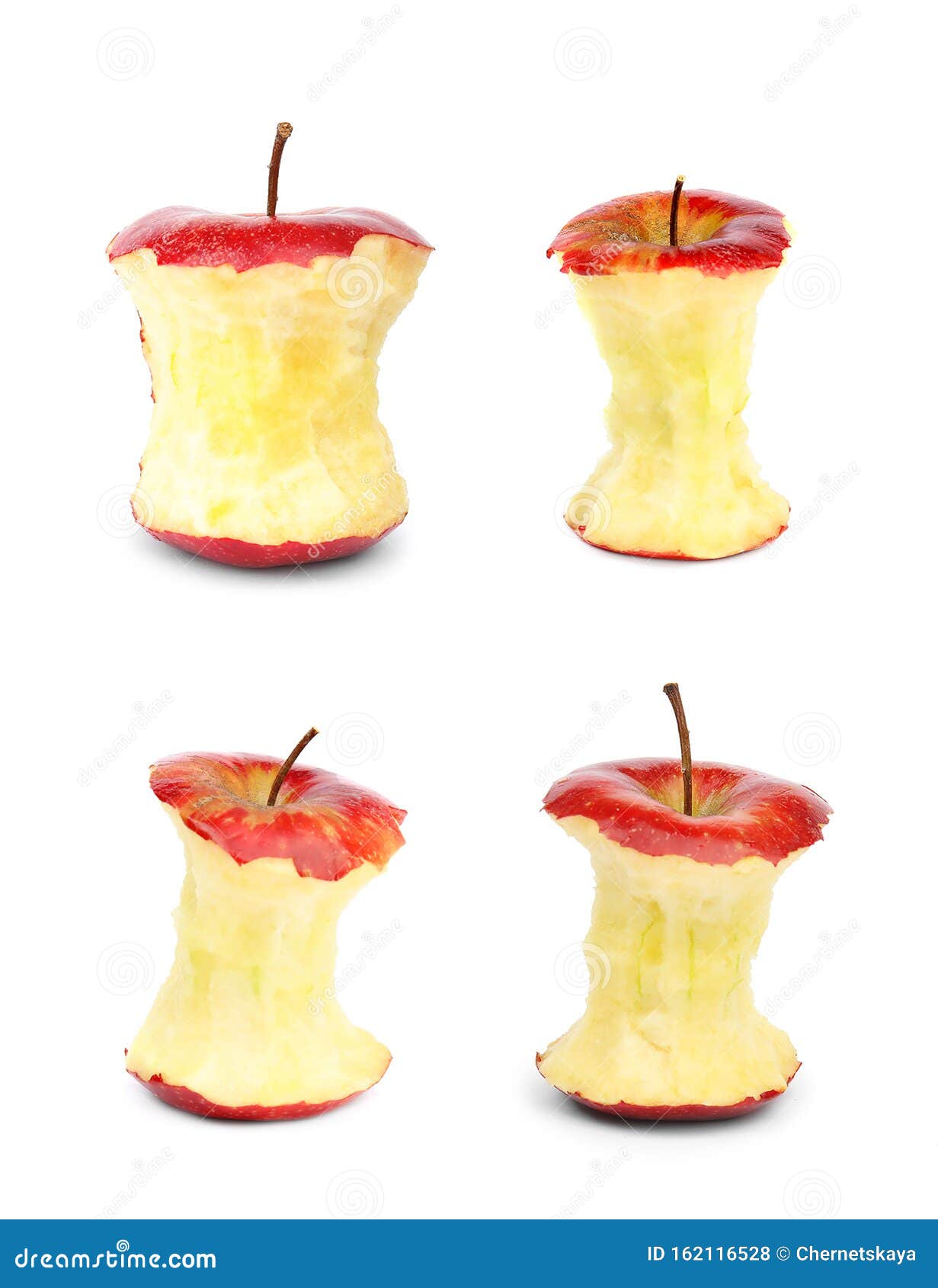 Apple Cores On White Background, Collage. Composting Of Organic Waste ...