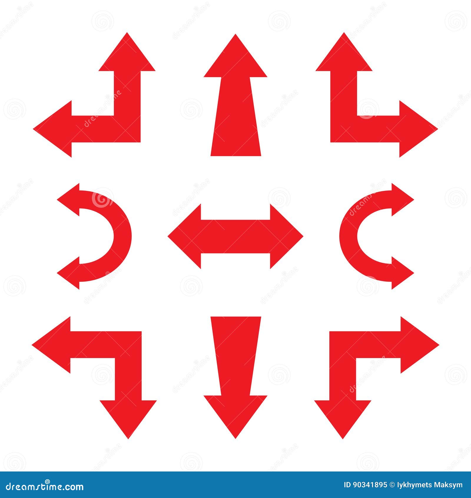 Set of Red Arrows, Vector Illustration Stock Vector - Illustration of ...