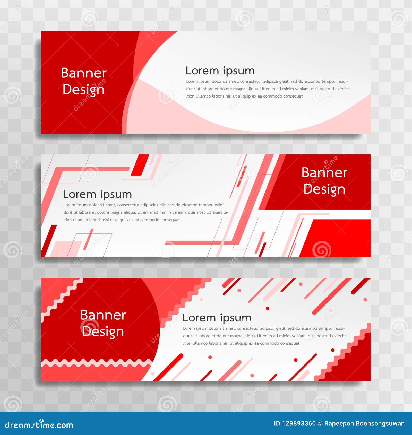 A Set of Red Banner Templates Designed for the Web and Various ...