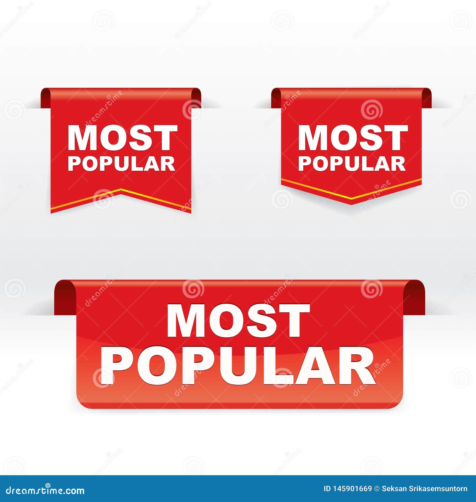 Set of Red Banner Vector, Most Popular, Vector Concept Stock Vector ...